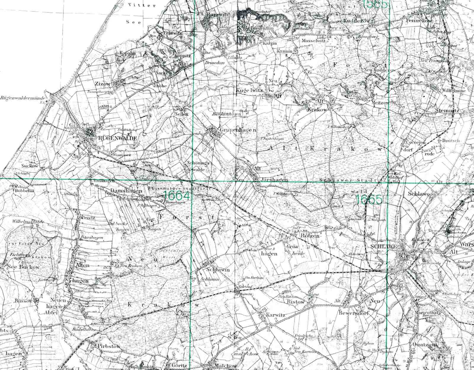 karte kreis schlawe in pommern 1 : 100 000 mit nummern der ...